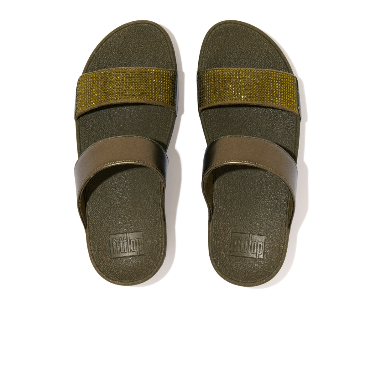 FitFlop LULU Crystal Embellished Slides - Mossy (EC4-967) – Fitflop Malaysia