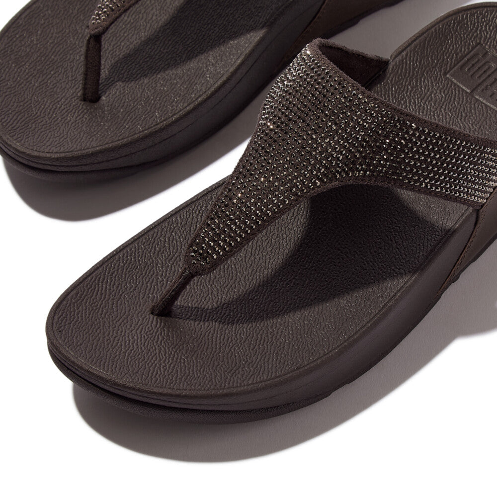 LULU Crystal Embellished Toe-Post Sandals - Metallic Chocolate Brown (EC5-C89) | FitFlop ...