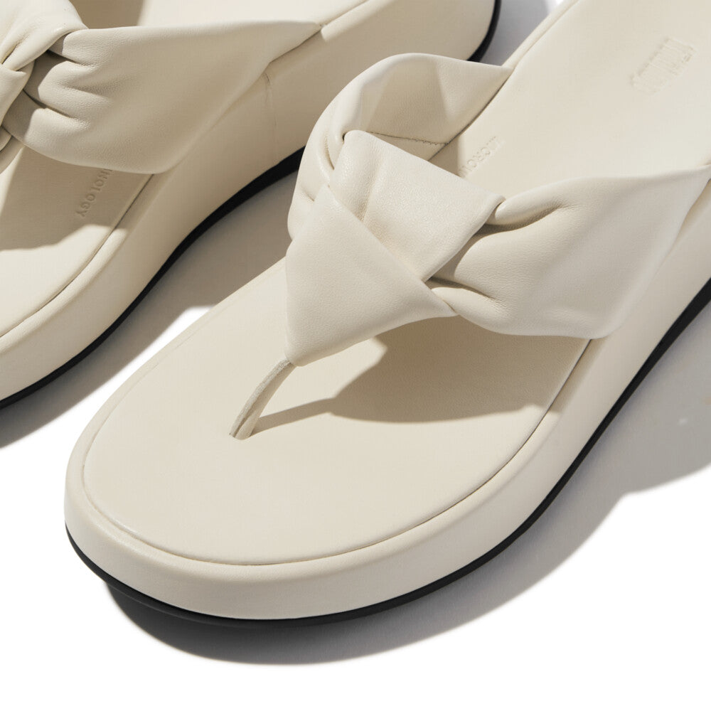 FitFlop F-MODE Knot Soft-Leather Flatform Toe-Post Sandals - Paris Beige (IY1-A99) | FitFlop ...
