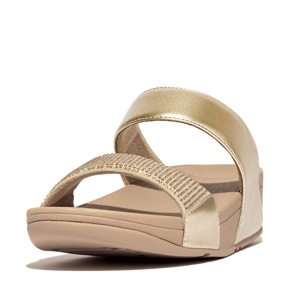 LULU Crystal Embellished Slides - Latte Beige (EC4-A94) | FitFlop Malaysia – Fitflop Malaysia