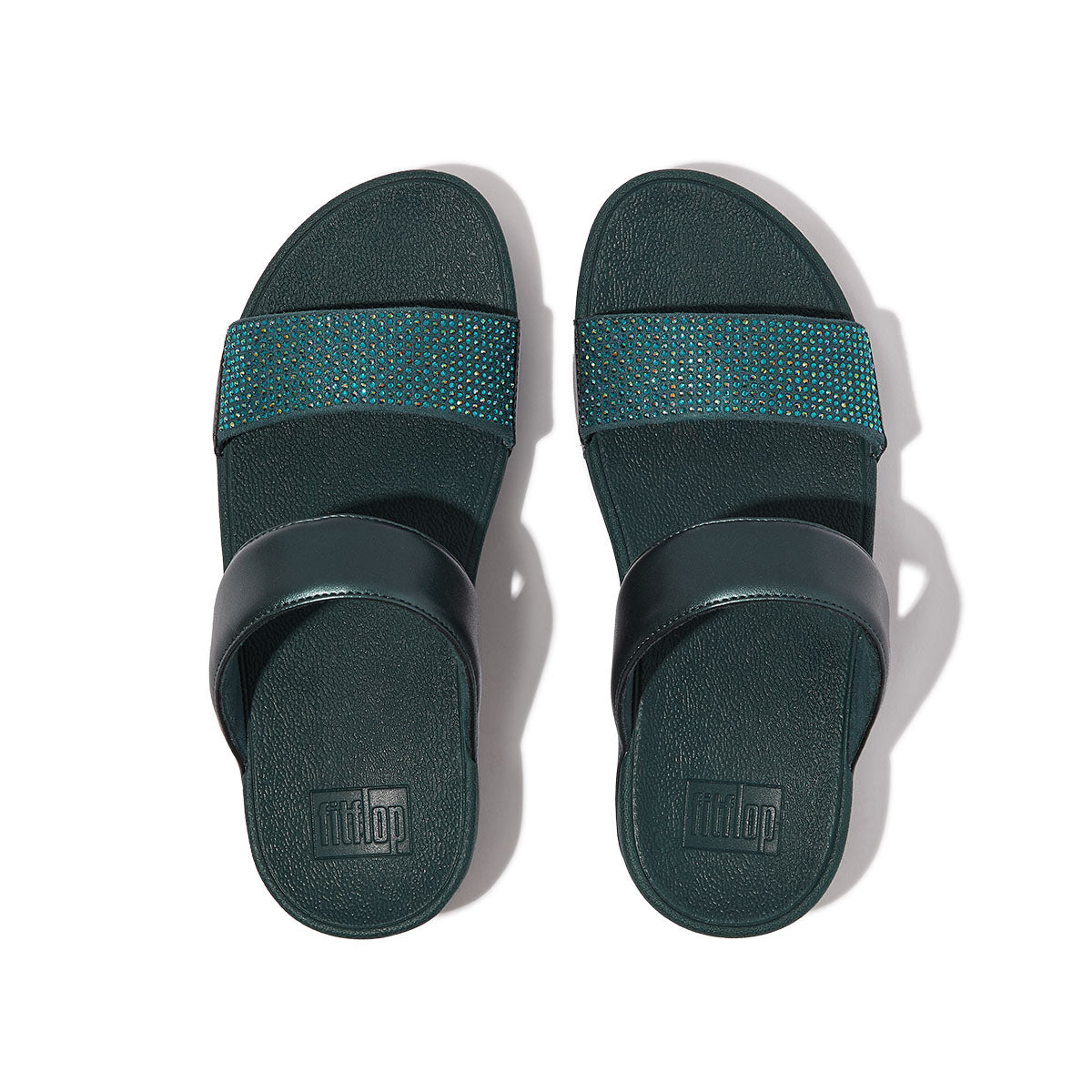 FitFlop LULU Crystal Embellished Slides - Steel Blue (EC4-A82) – Fitflop Malaysia