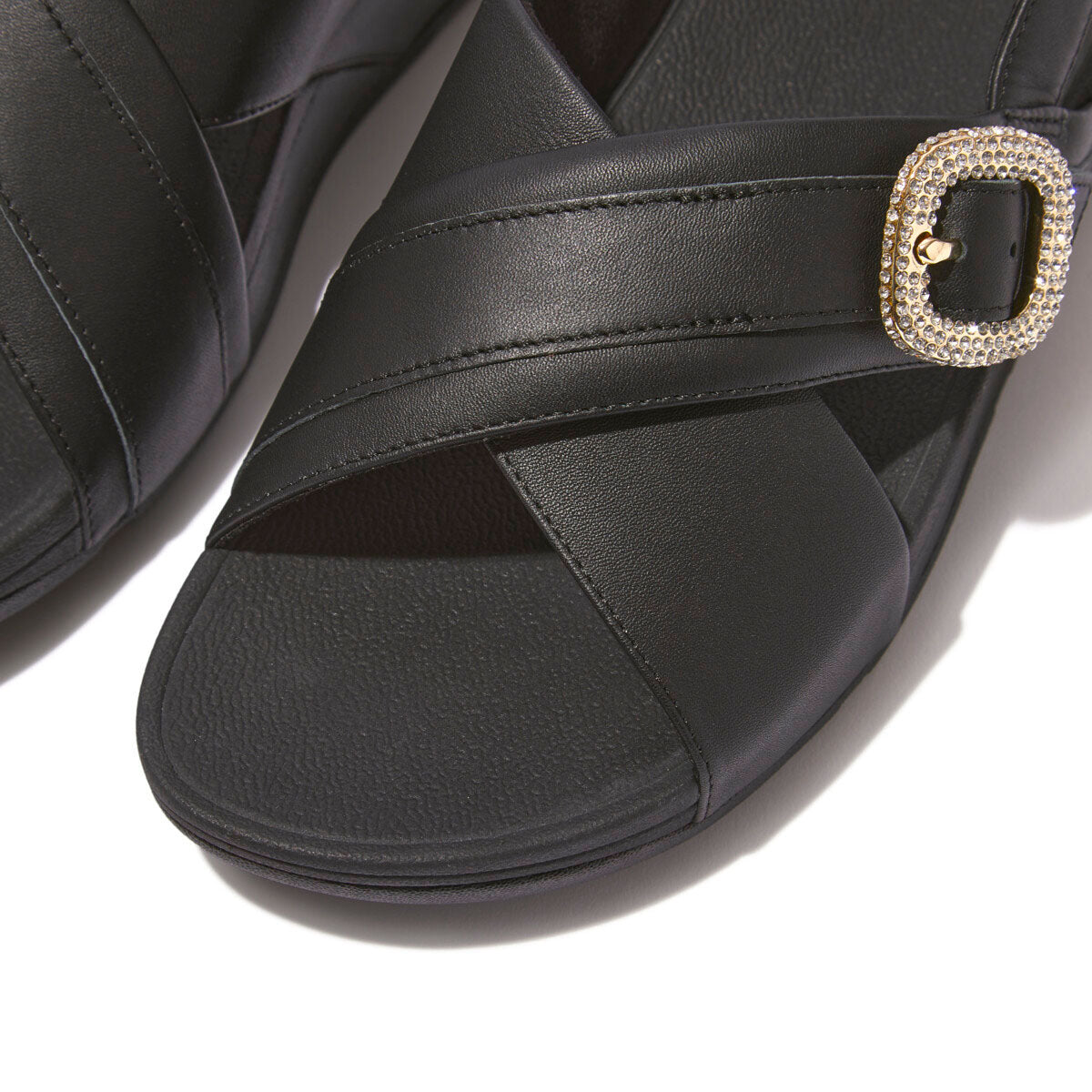 FitFlop LULU Crystal-Buckle Leather Back-Strap Sandals - Black (HO2-001) – Fitflop Malaysia