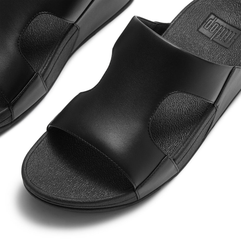 LULU Leather H-Bar Slides - All Black (A4O-090) – Fitflop Malaysia