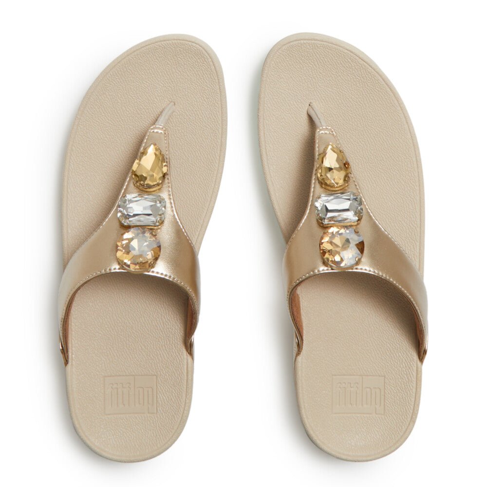 FitFlop LULU Ultra-Jewel Metallic Toe-Post Sandals - Platino (A5D-675 ...