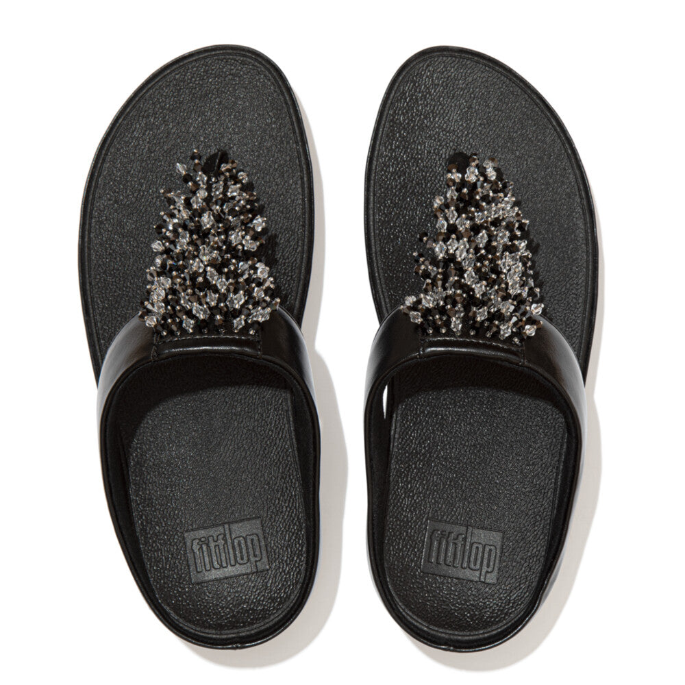 FitFlop RUMBA Beaded Toe-Post Sandals - All Black (DR7-090)| FitFlop ...