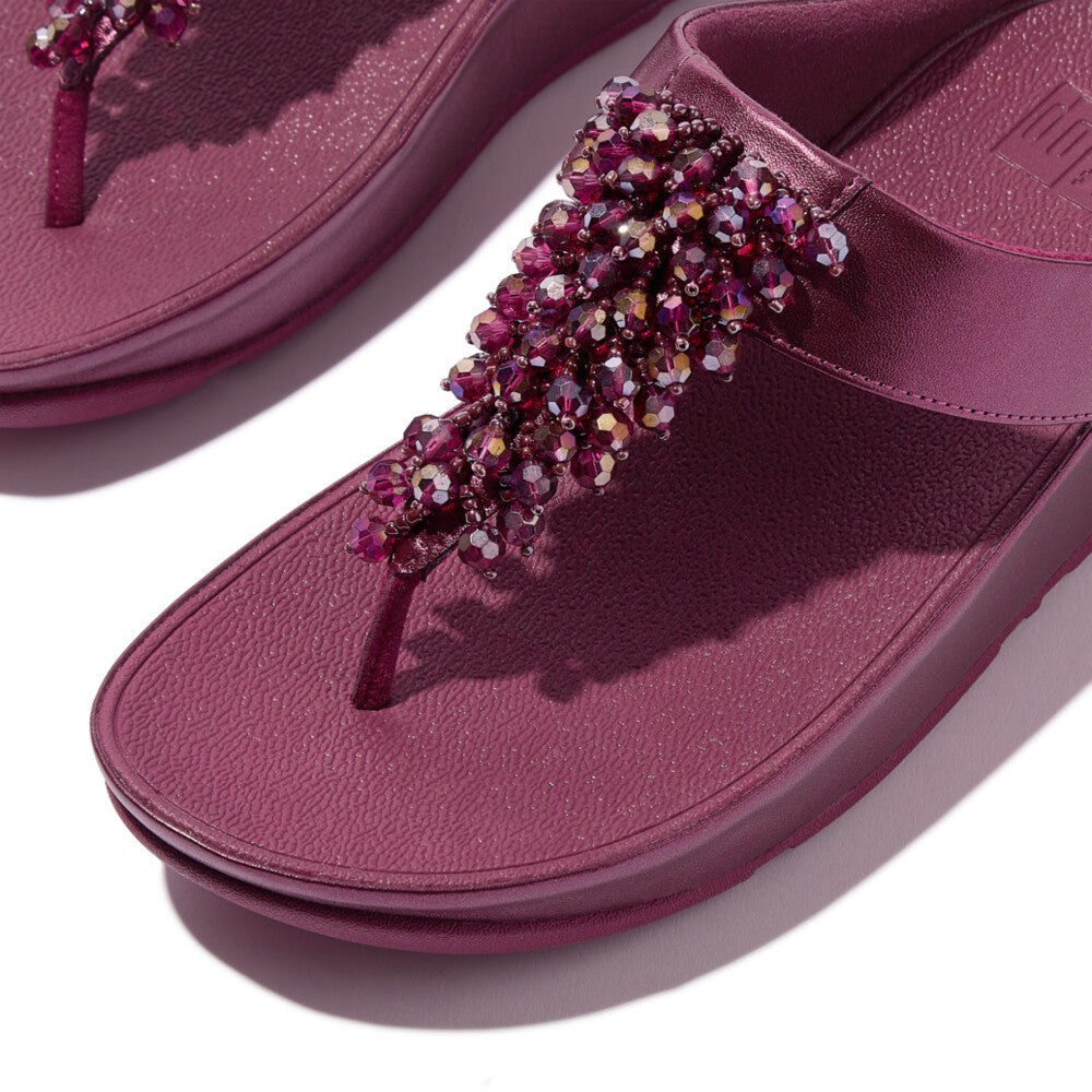 FitFlop RUMBA Iridescent Beaded Toe-Post Sandals - Metallic Ruby (E4W ...
