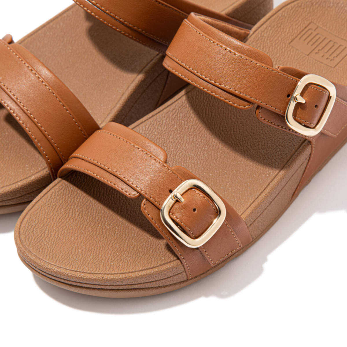 FitFlop LULU Adjustable Leather Slides - Light Tan (ES7-592) – Fitflop ...