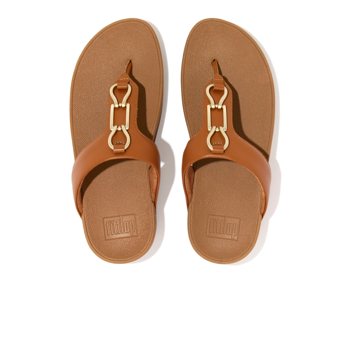 FitFlop HALLYE Chain Leather Toe-Post Sandals - Light Tan (FD3-592 ...