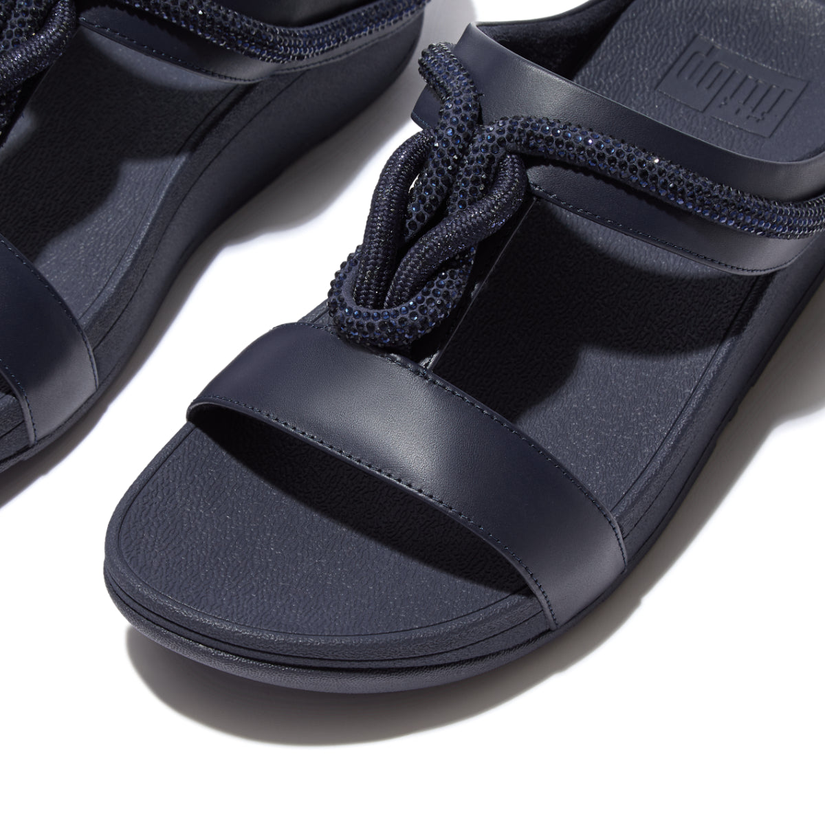 FitFlop FINO Crystal-cord Leather Slides - Midnight Navy (FQ4-399 ...