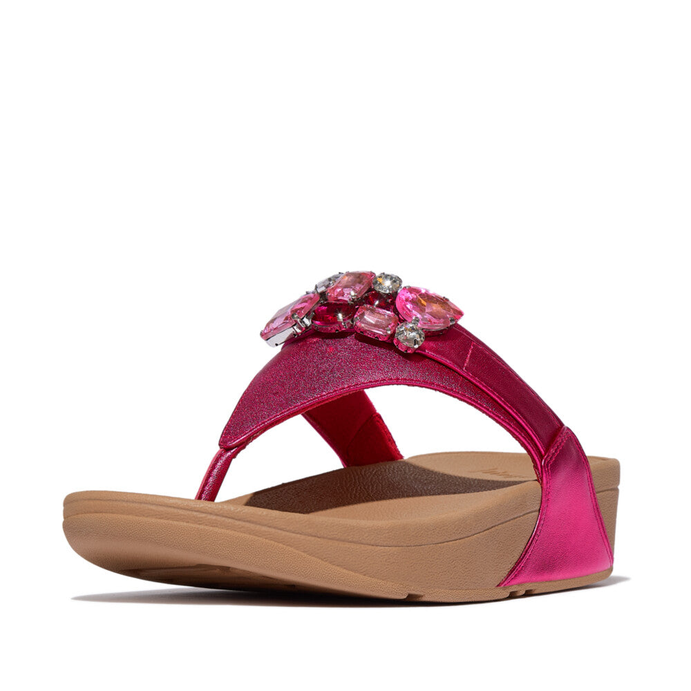 LULU Jewel-Deluxe Metallic-Leather Toe-Post Sandals - Metallic Wild ...