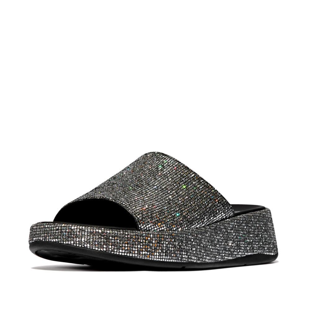 FitFlop F-MODE Glitterball Flatform Slides - Silver (IE5-011) | FitFlop ...