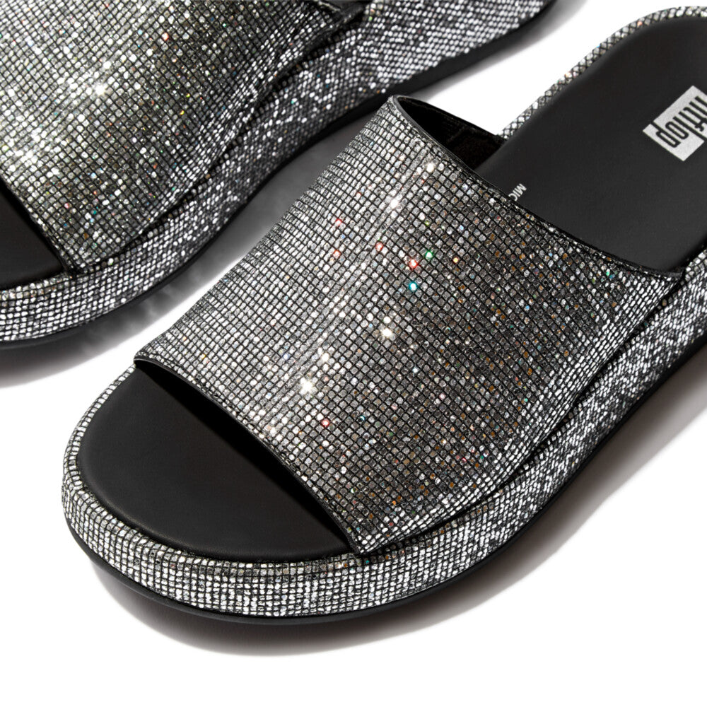 FitFlop F-MODE Glitterball Flatform Slides - Silver (IE5-011) | FitFlop ...