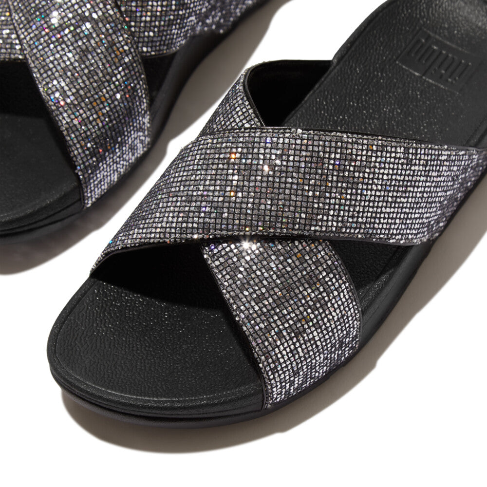 FitFlop LULU Glitterball Cross Slides - Silver (IG1-011)| FitFlop ...