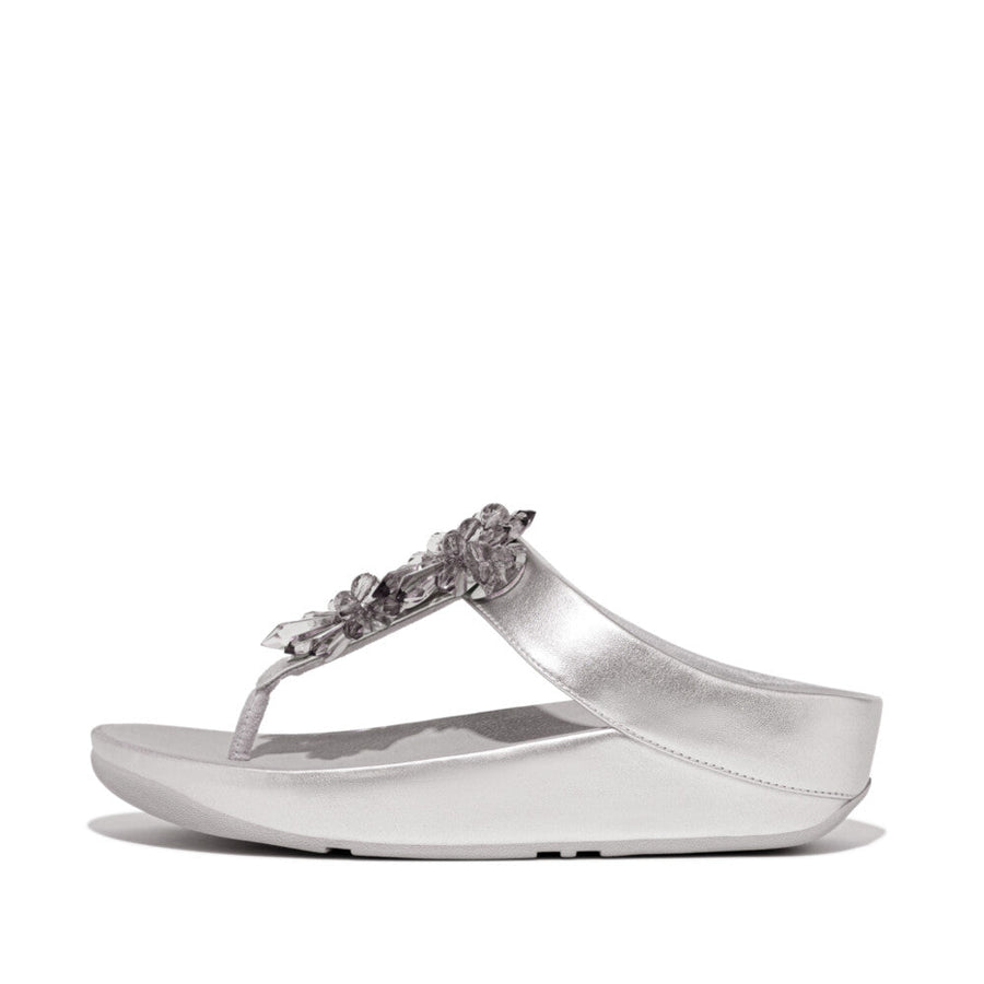 FitFlop RUMBA Starburst-Bead Metallic Toe-Post Sandals - Silver (IG9 ...