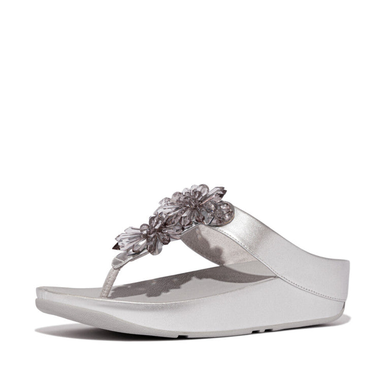 FitFlop RUMBA Starburst-Bead Metallic Toe-Post Sandals - Silver (IG9 ...