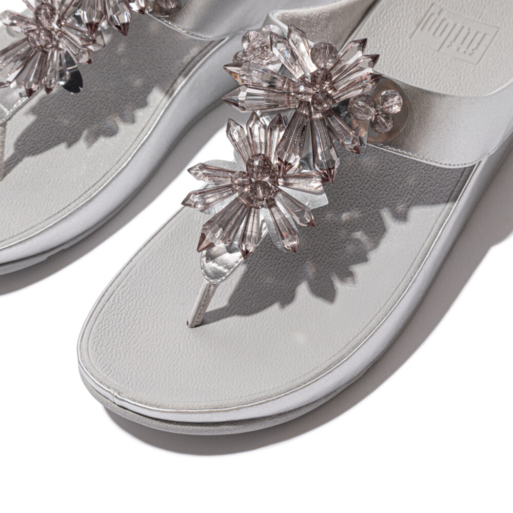 FitFlop RUMBA Starburst-Bead Metallic Toe-Post Sandals - Silver (IG9 ...