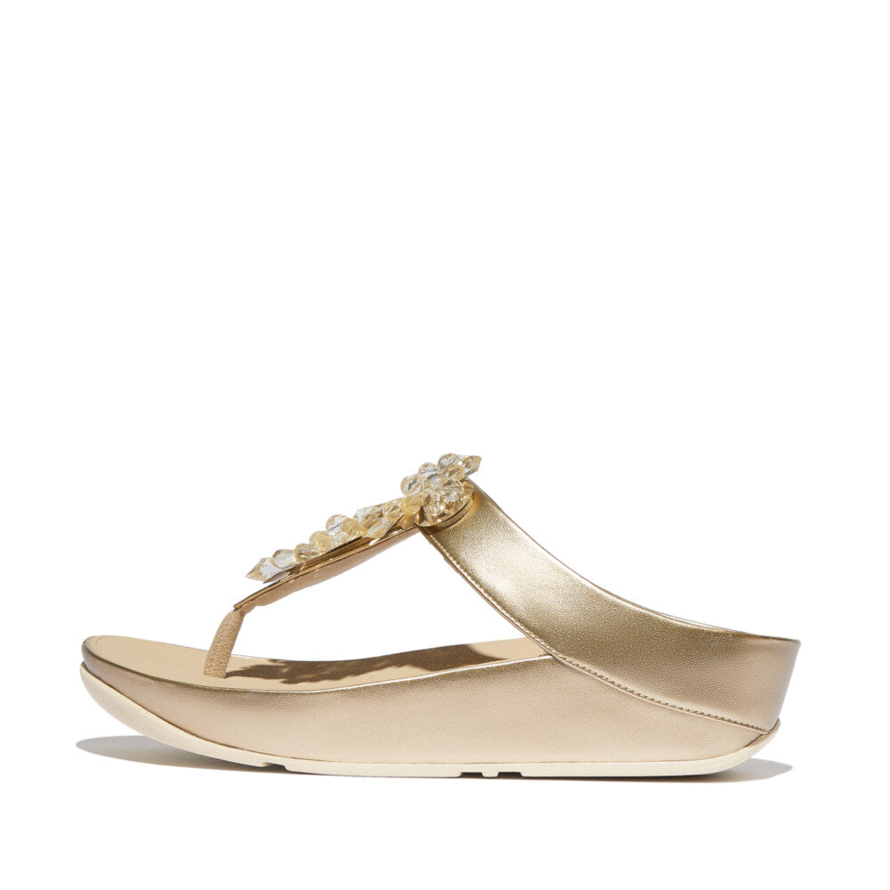 RUMBA Starburst-Bead Metallic Toe-Post Sandals - Platino (IG9-675 ...