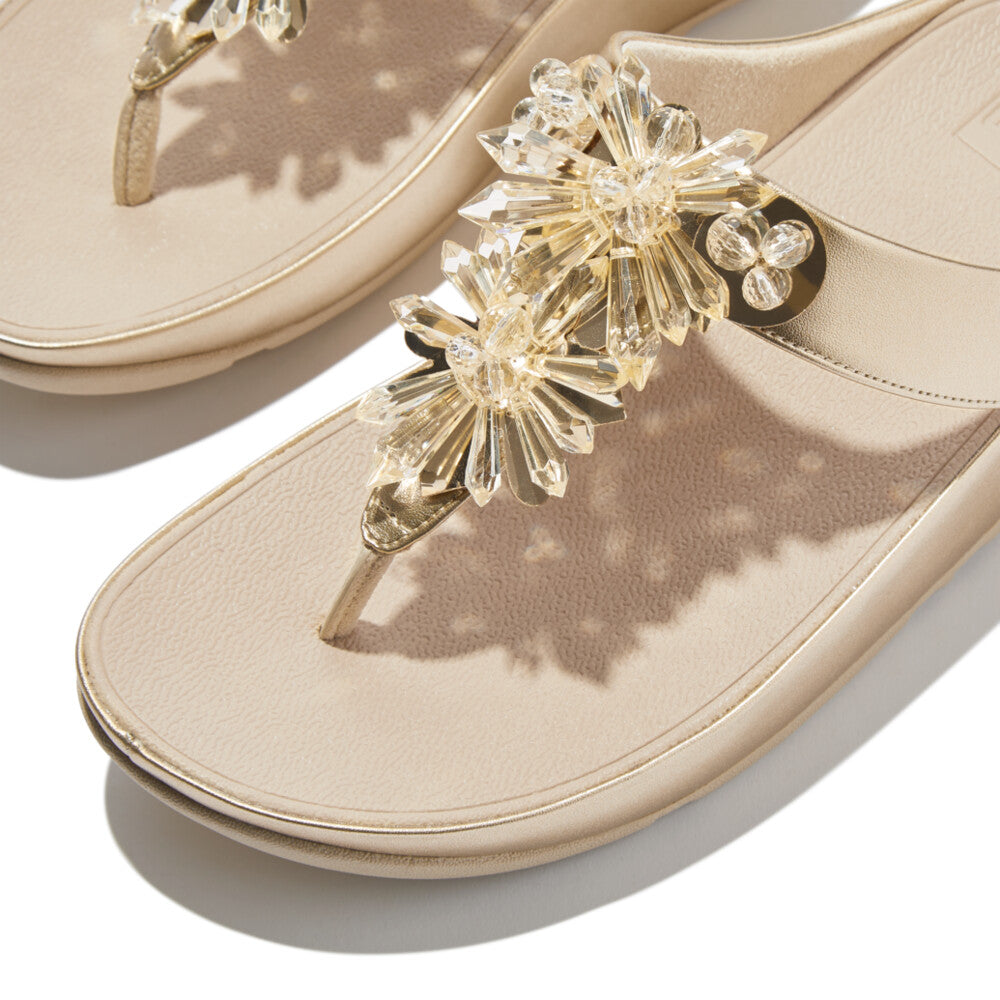 RUMBA Starburst-Bead Metallic Toe-Post Sandals - Platino (IG9-675 ...