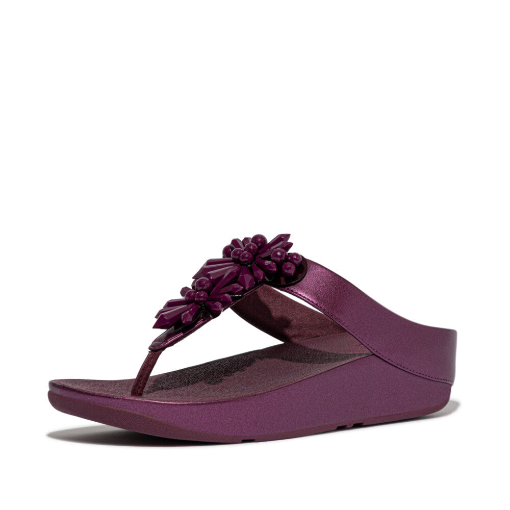 FitFlop RUMBA Starburst-Bead Metallic Toe-Post Sandals - Metallic Mauve ...