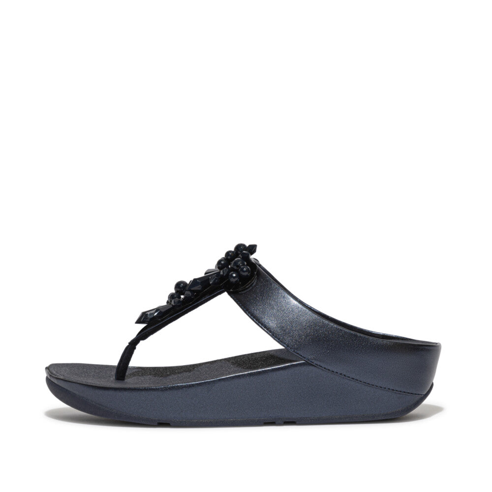 FitFlop RUMBA Starburst-Bead Metallic Toe-Post Sandals - Metallic ...