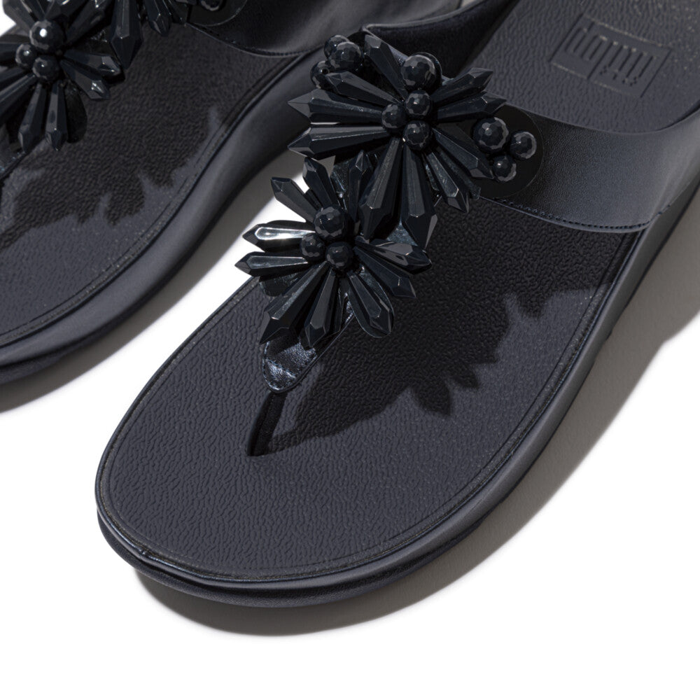 FitFlop RUMBA Starburst-Bead Metallic Toe-Post Sandals - Metallic ...