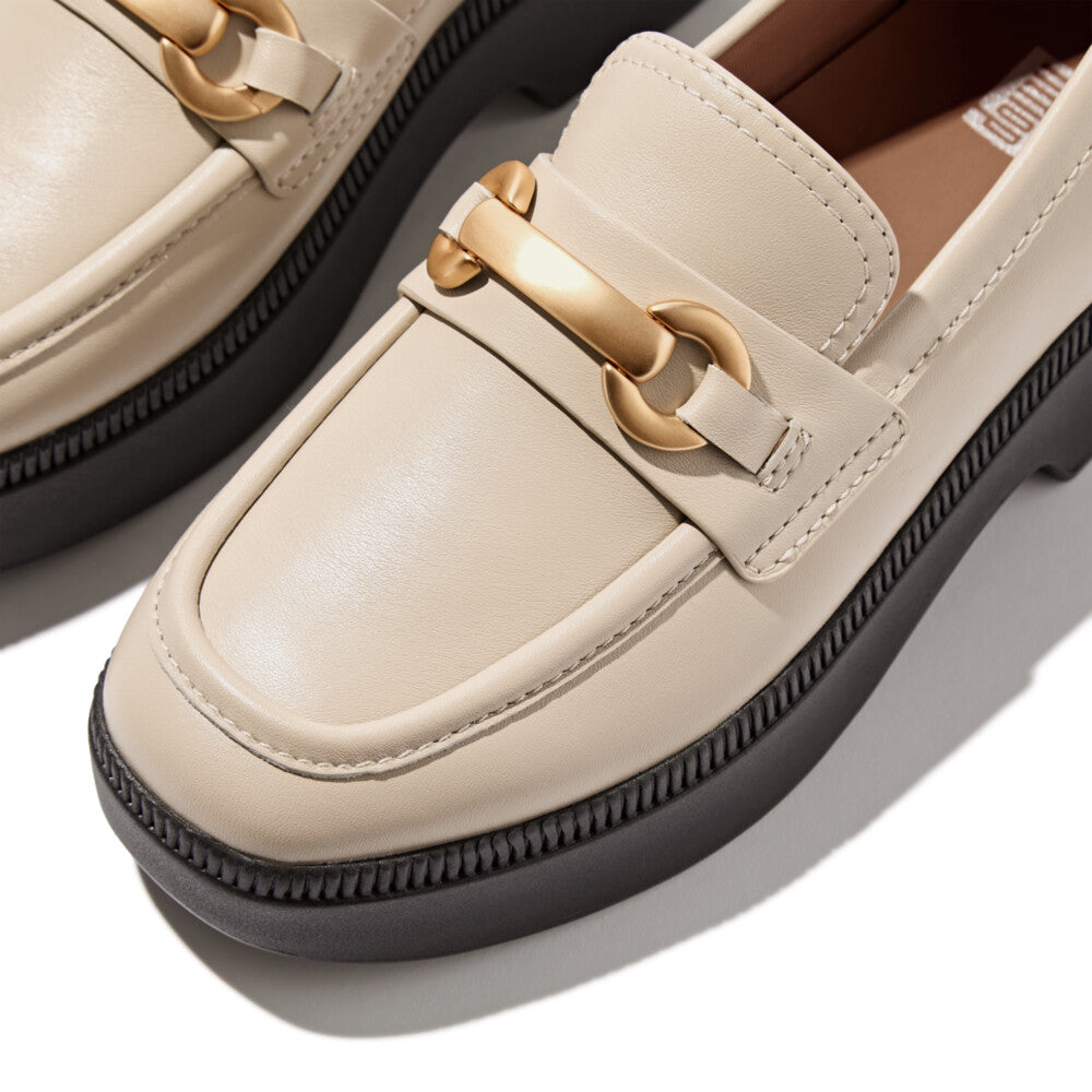 FitFlop F-LUMA Chunky-Snaffle Leather Demi-Wedge Loafers - Stone Beige ...