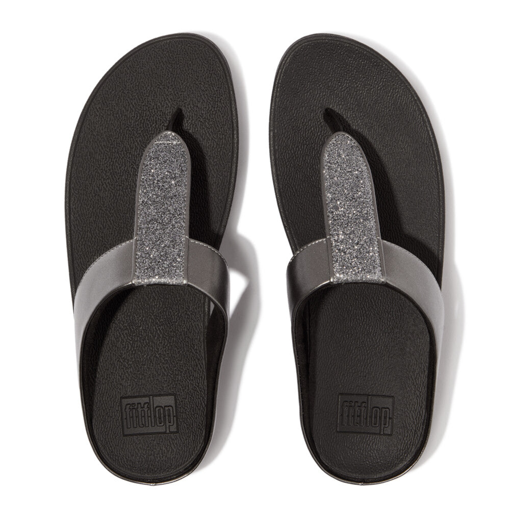FitFlop FINO Glitterdust Metallic Toe-Post Sandals - Pewter (IK5-054 ...