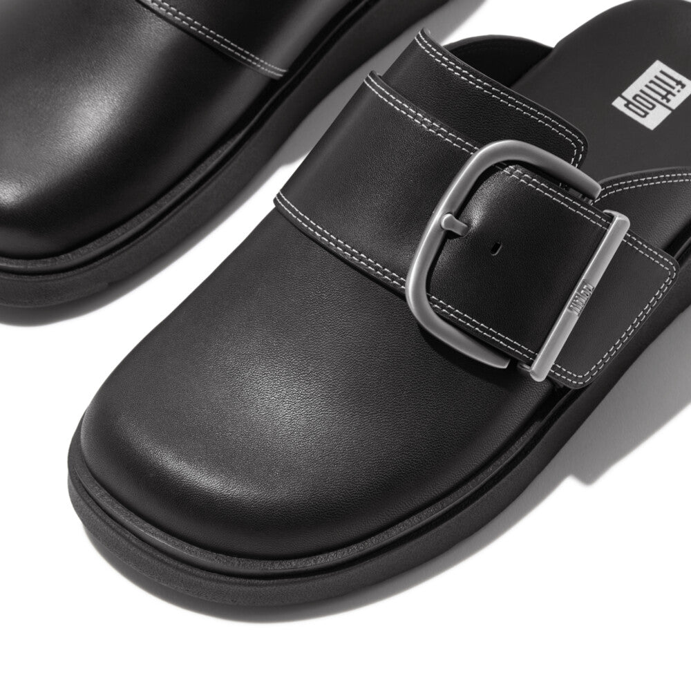 FitFlop GEN-FF Maxi-Buckle Contrast-Stitch Leather Mules - Black (IM8 ...