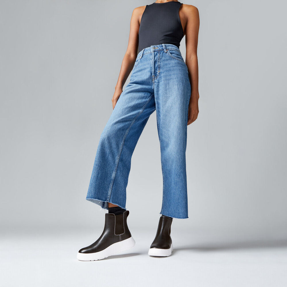 FitFlop F-MODE Contrast-Stitch Flatform Chelsea Boots - Black (IN1-001 ...