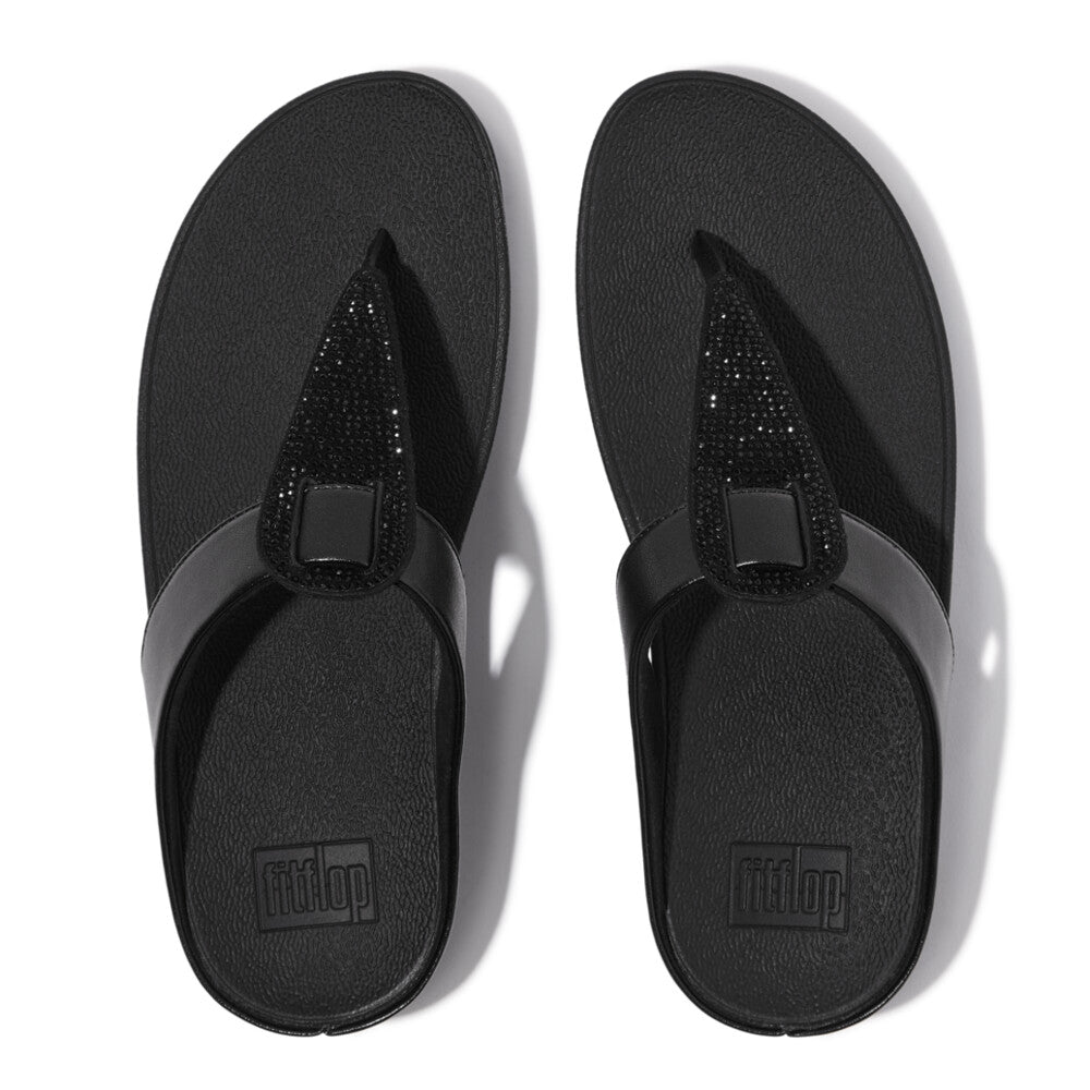 FINO Crystal-Detail Metallic Toe-Post Sandals - All Black (IU2-090 ...
