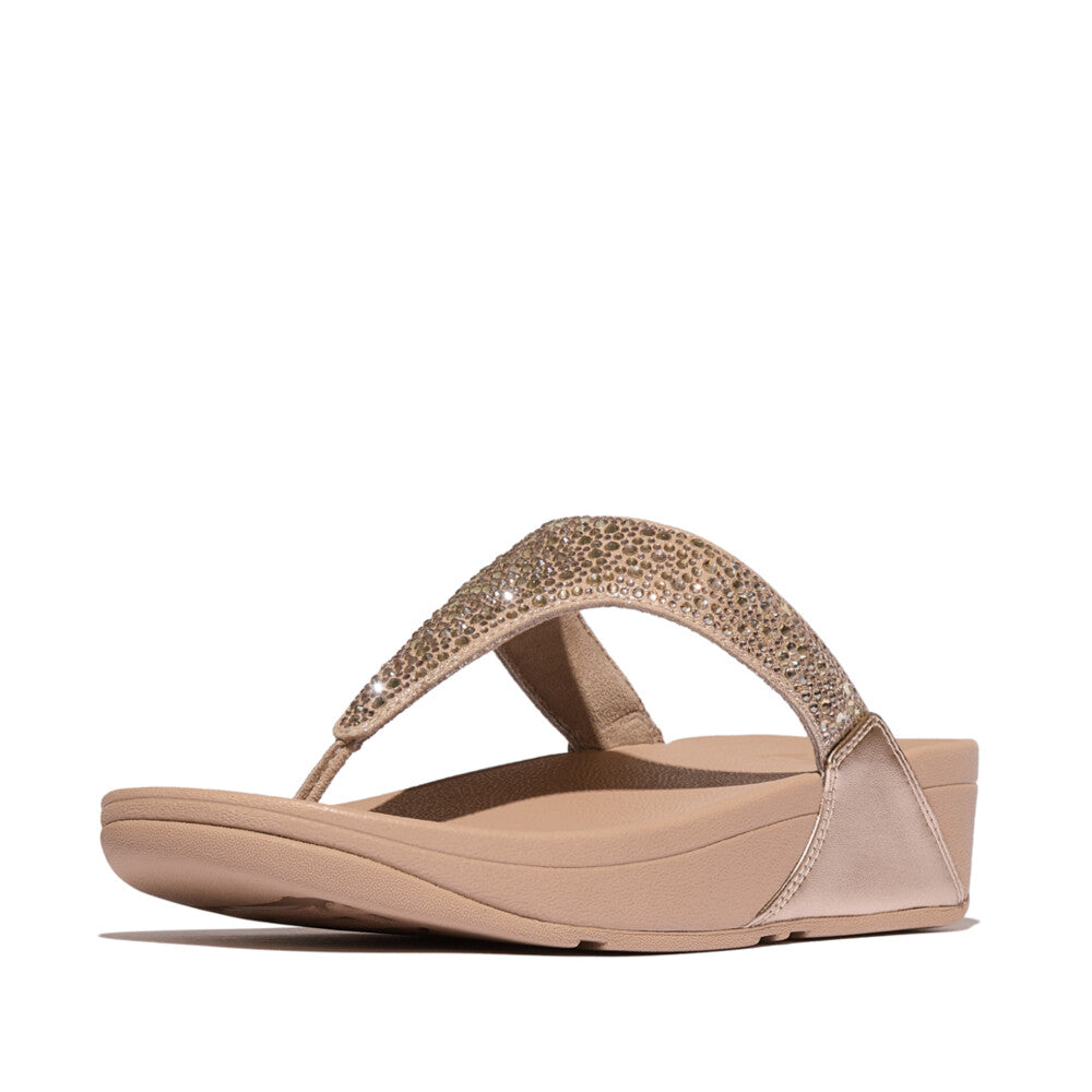 FitFlop LULU Crystal-Mix Toe-Post Sandals - Metallic Classic Beige (JE3 ...