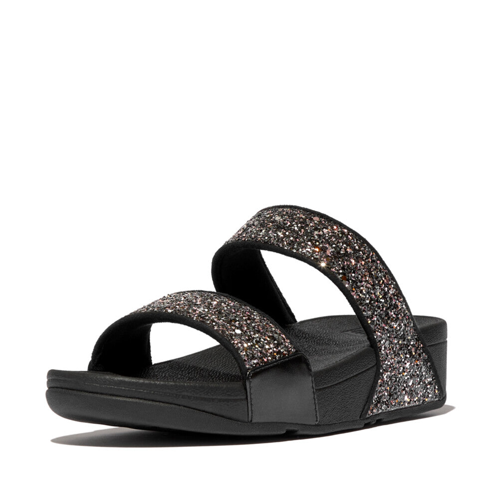FitFlop LULU Multi-Tonal Glitter Slides - Black Multi (JE5-C55 ...