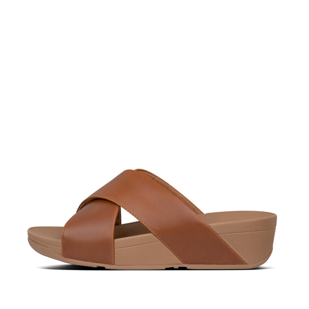 FitFlop LULU Leather Cross Slide Sandals - Light Tan (K04-592 ...