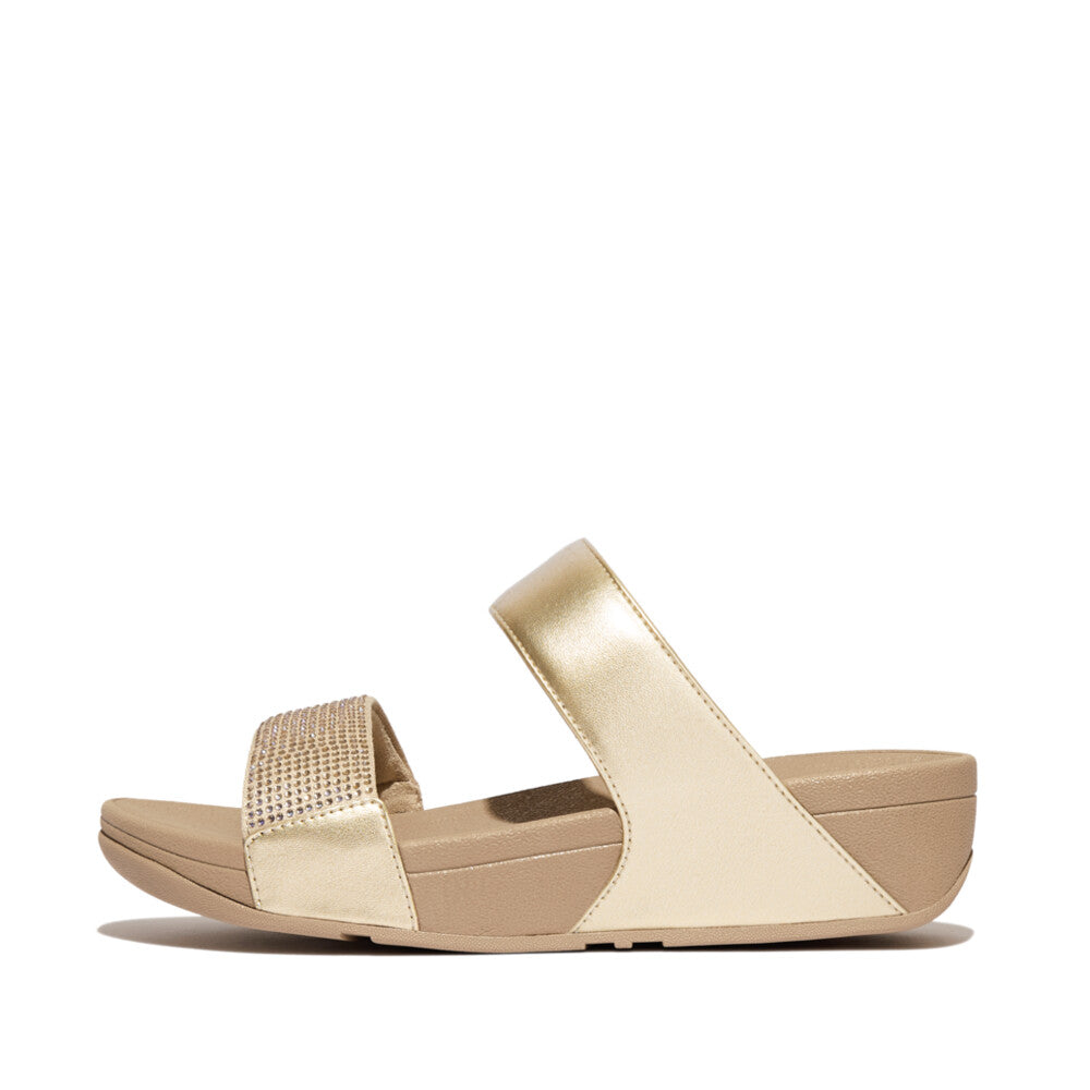 LULU Crystal Embellished Slides - Latte Beige (EC4-A94) | FitFlop Malaysia – Fitflop Malaysia