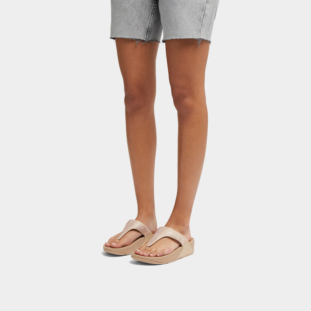 LULU Crystal Embellished Toe-Post Sandals - Latte Beige (EC5-A94) | FitFlop Malaysia – Fitflop ...