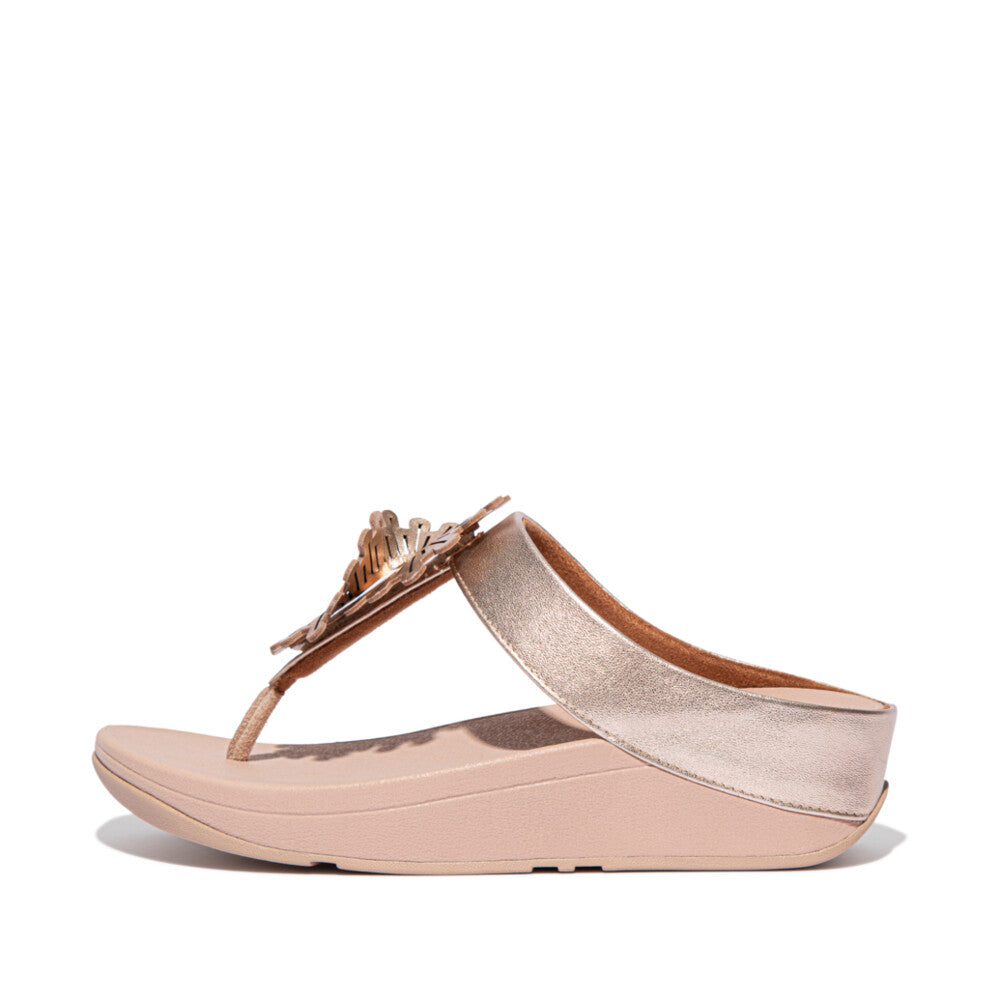 FitFlop FINO Scallop-Twist Leather Toe-Post Sandals - Rose Gold (EO4 ...