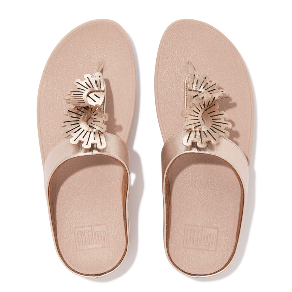 FitFlop FINO Scallop-Twist Leather Toe-Post Sandals - Rose Gold (EO4 ...