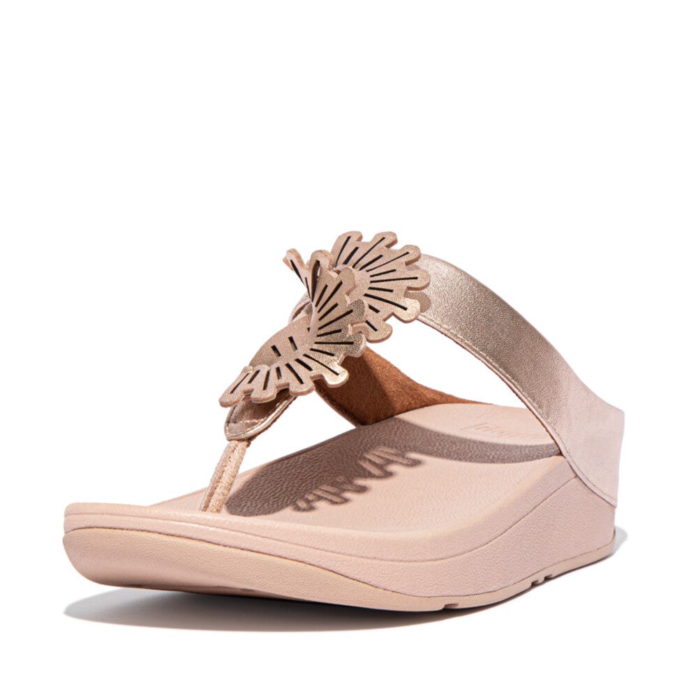 FitFlop FINO Scallop-Twist Leather Toe-Post Sandals - Rose Gold (EO4 ...
