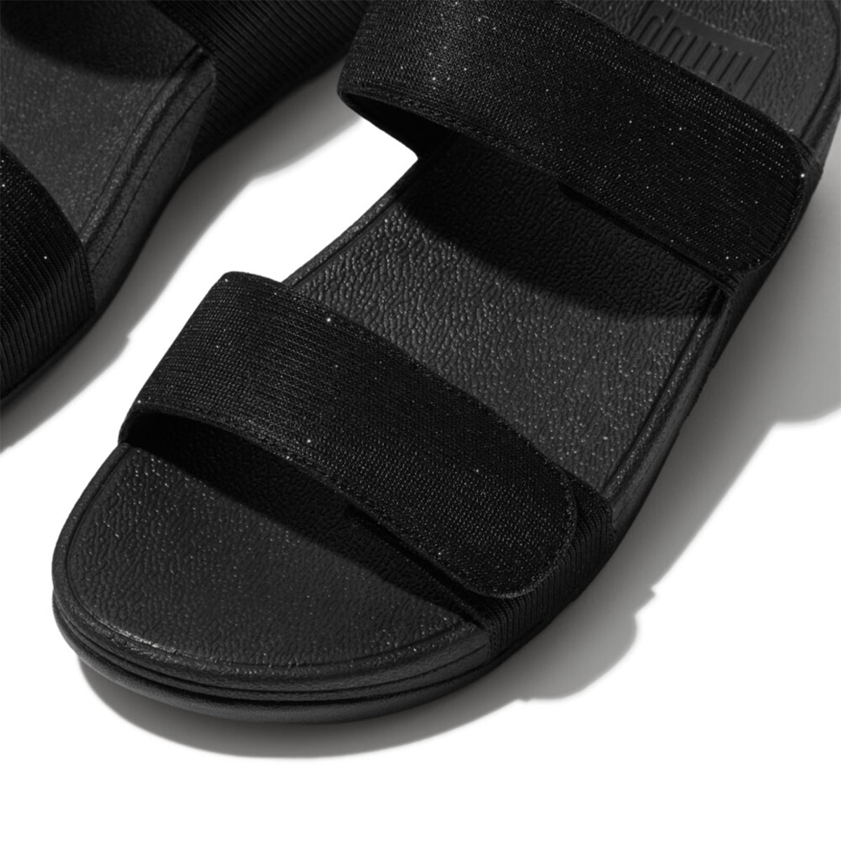 FitFlop LULU Adjustable Shimmerlux Slides - All Black (FZ9-090 ...