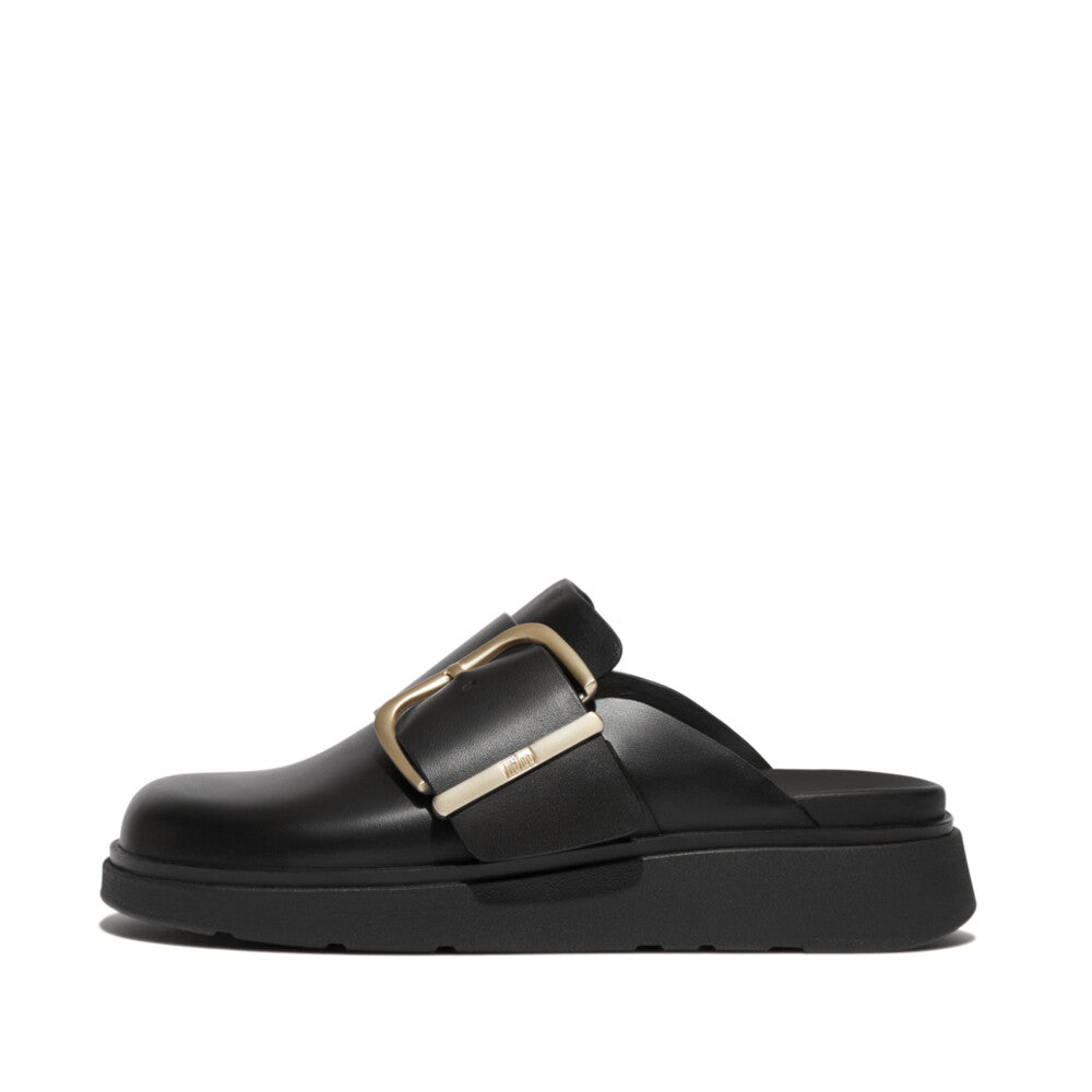 FitFlop GEN-FF Maxi-Buckle Leather Mules - All Black (HH9-090 ...