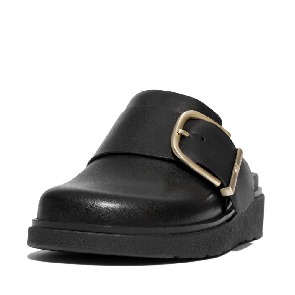FitFlop GEN-FF Maxi-Buckle Leather Mules - All Black (HH9-090 ...