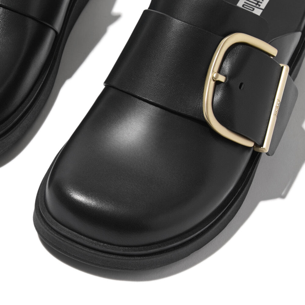 FitFlop GEN-FF Maxi-Buckle Leather Mules - All Black (HH9-090 ...