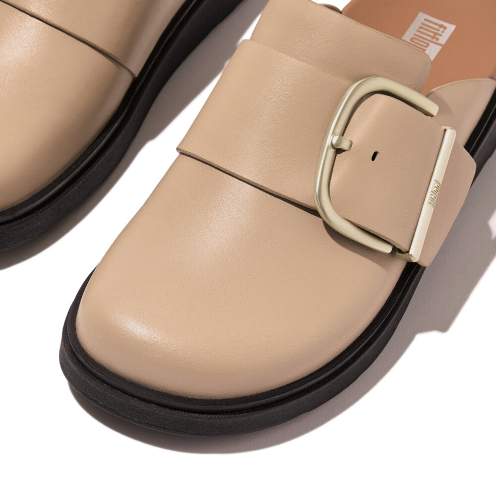 FitFlop GEN-FF Maxi-Buckle Leather Mules - Latte Beige (HH9-A94 ...