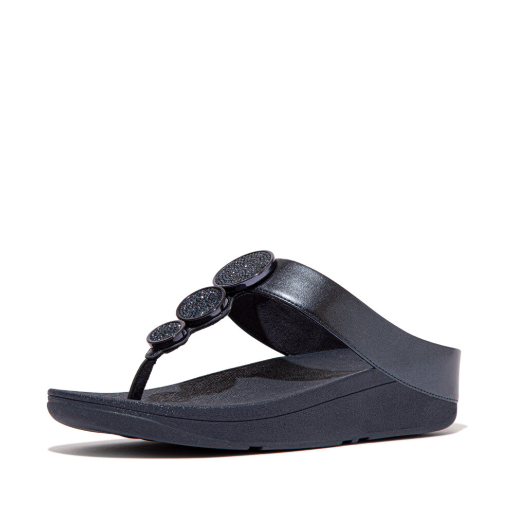 FitFlop HALO Bead-Circle Metallic Toe-Post Sandals - Metallic Midnight ...