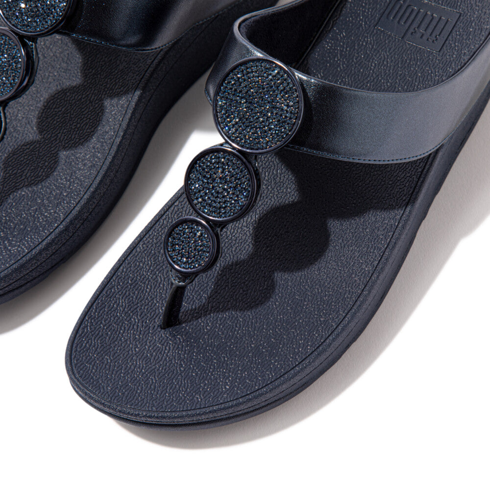 FitFlop HALO Bead-Circle Metallic Toe-Post Sandals - Metallic Midnight ...