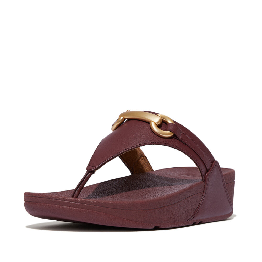 FitFlop LULU Chunky-Snaffle Leather Toe-Post Sandals - Deep Maroon (HY7 ...