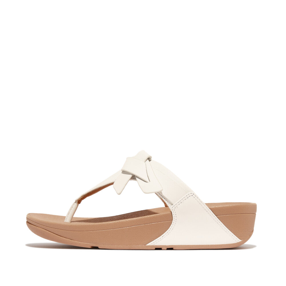 FitFlop LULU Folded-Knot Leather Toe-Post Sandals - Urban White (IA2 ...
