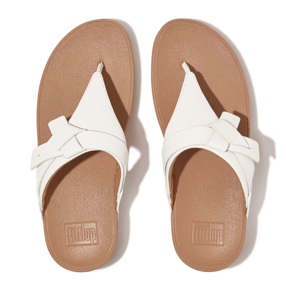 FitFlop LULU Folded-Knot Leather Toe-Post Sandals - Urban White (IA2 ...