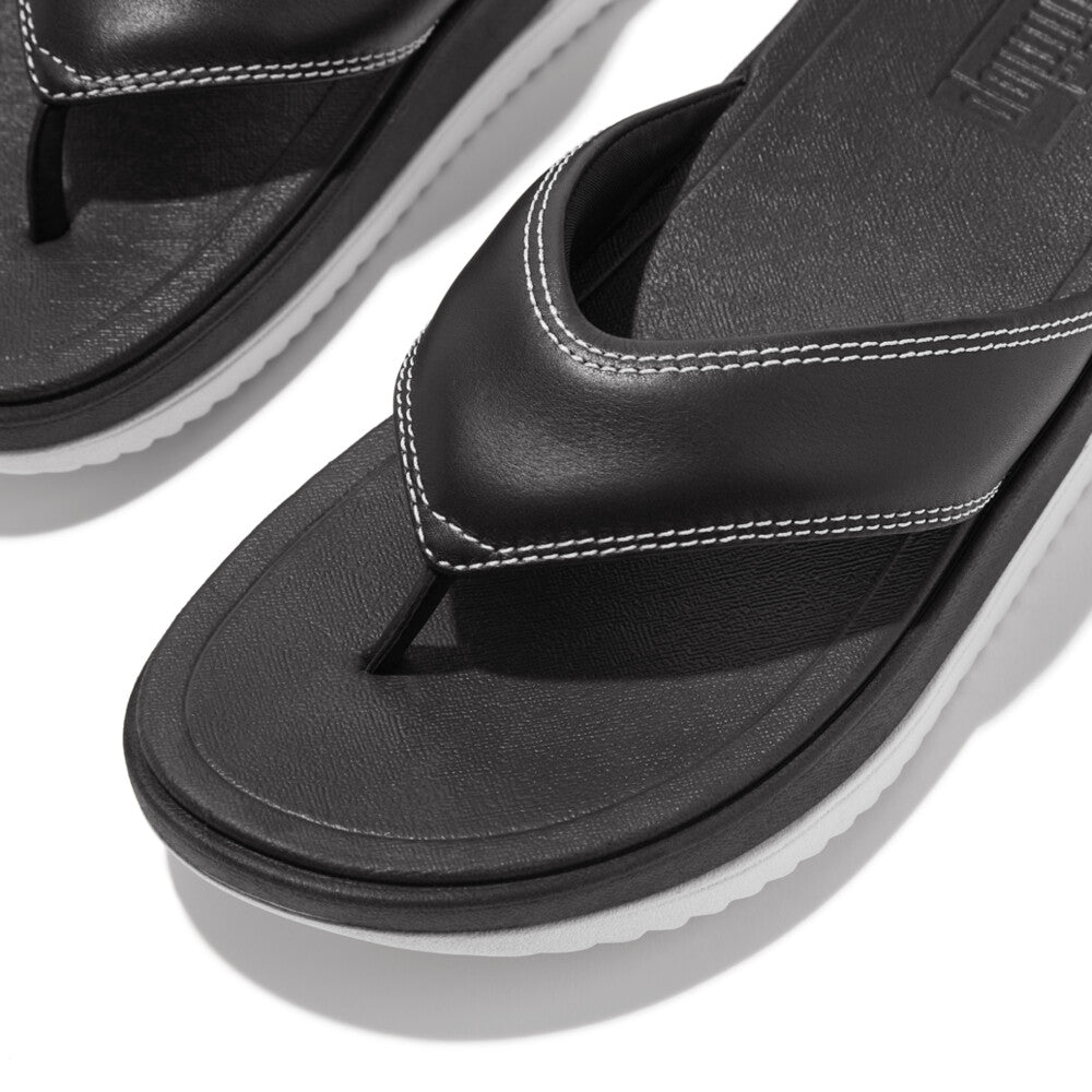 FitFlop SURFF Contrast-Stitch Leather Toe-Post Sandals - Black (IM5-001 ...