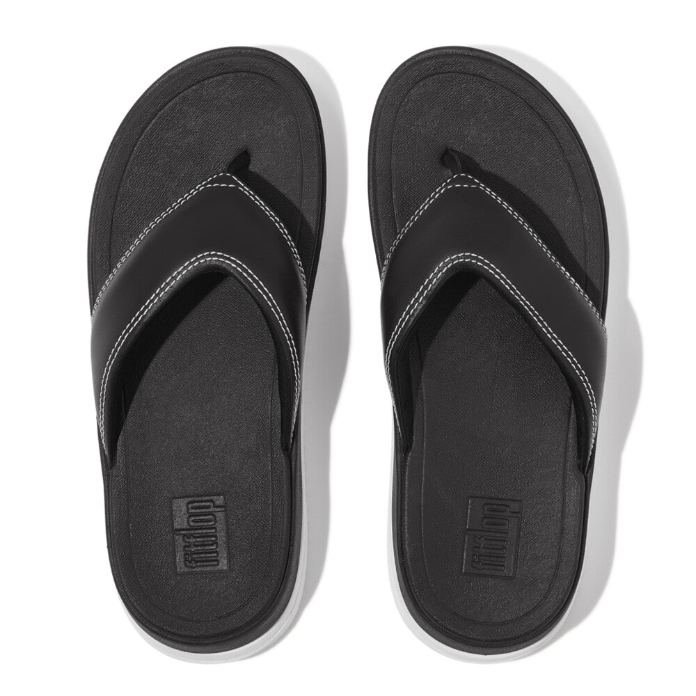 FitFlop SURFF Contrast-Stitch Leather Toe-Post Sandals - Black (IM5-001 ...